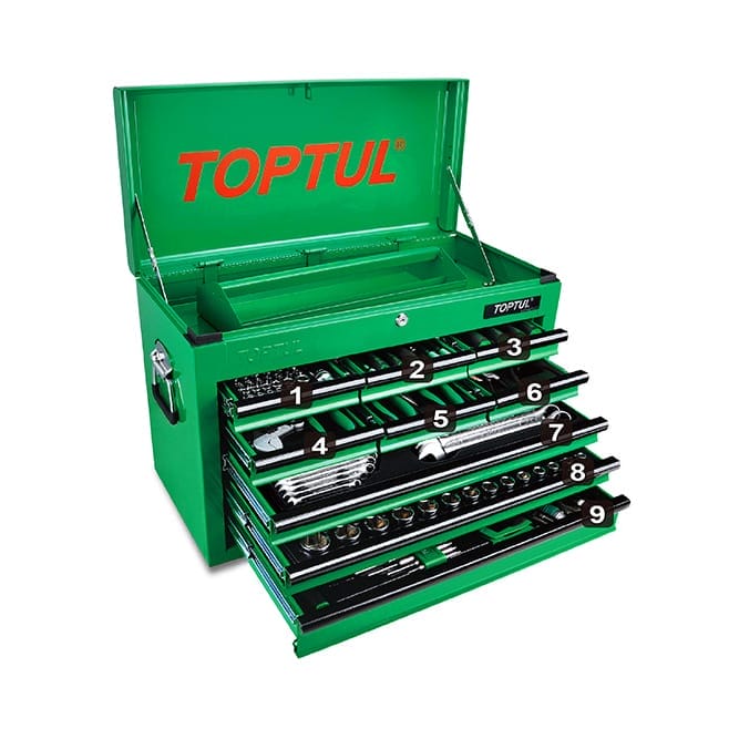Toptul Green Tool Kit 186pc - Tradextra | Painting and Decorating Supplies